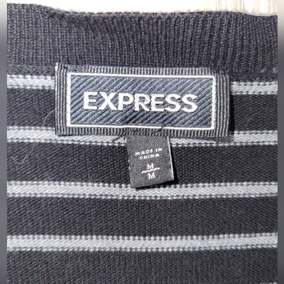 Express | Sweaters | Mens Express Blackgray Striped Cardigan M | Poshmark